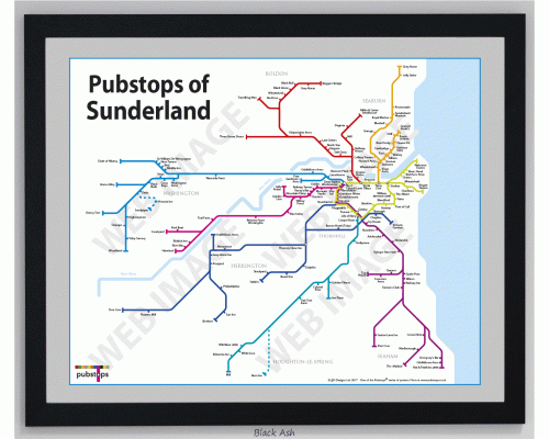 Pubstops of Sunderland Poster | The Original Pub Maps | Pubstops.co.uk