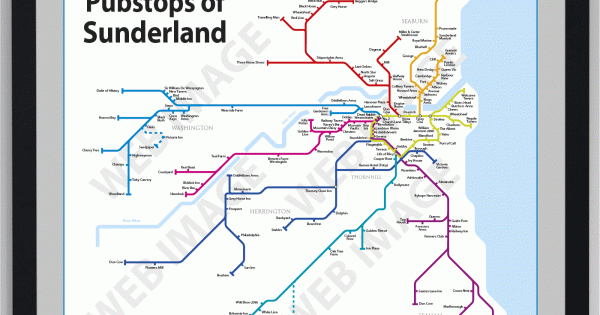 Pubstops of Sunderland Framed Poster | The Original Pub Maps | Pubstops ...