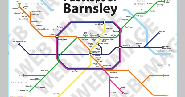 Pubstops of Barnsley Poster | The Original Pub Maps | Pubstops.co.uk