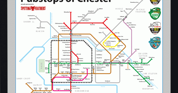 Pubstops of Chester Framed Poster | The Original Pub Maps | Pubstops.co.uk