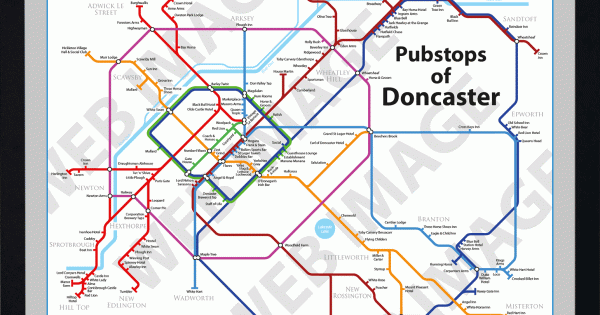 Pubstops of Doncaster Framed Poster | The Original Pub Maps | Pubstops ...
