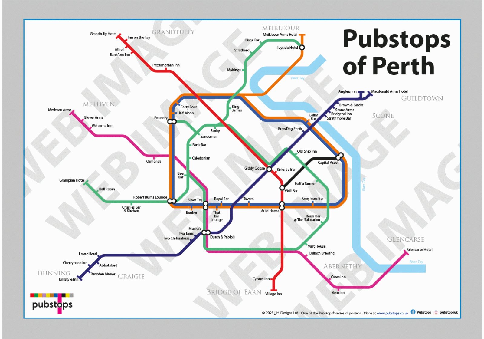 Pubstops of Perth Poster | The Original Pub Maps | Pubstops.co.uk
