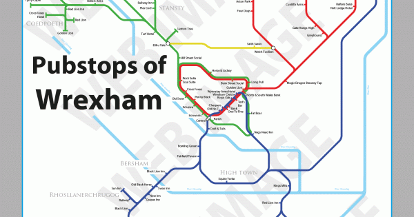 Pubstops of Wrexham Poster | The Original Pub Maps | Pubstops.co.uk