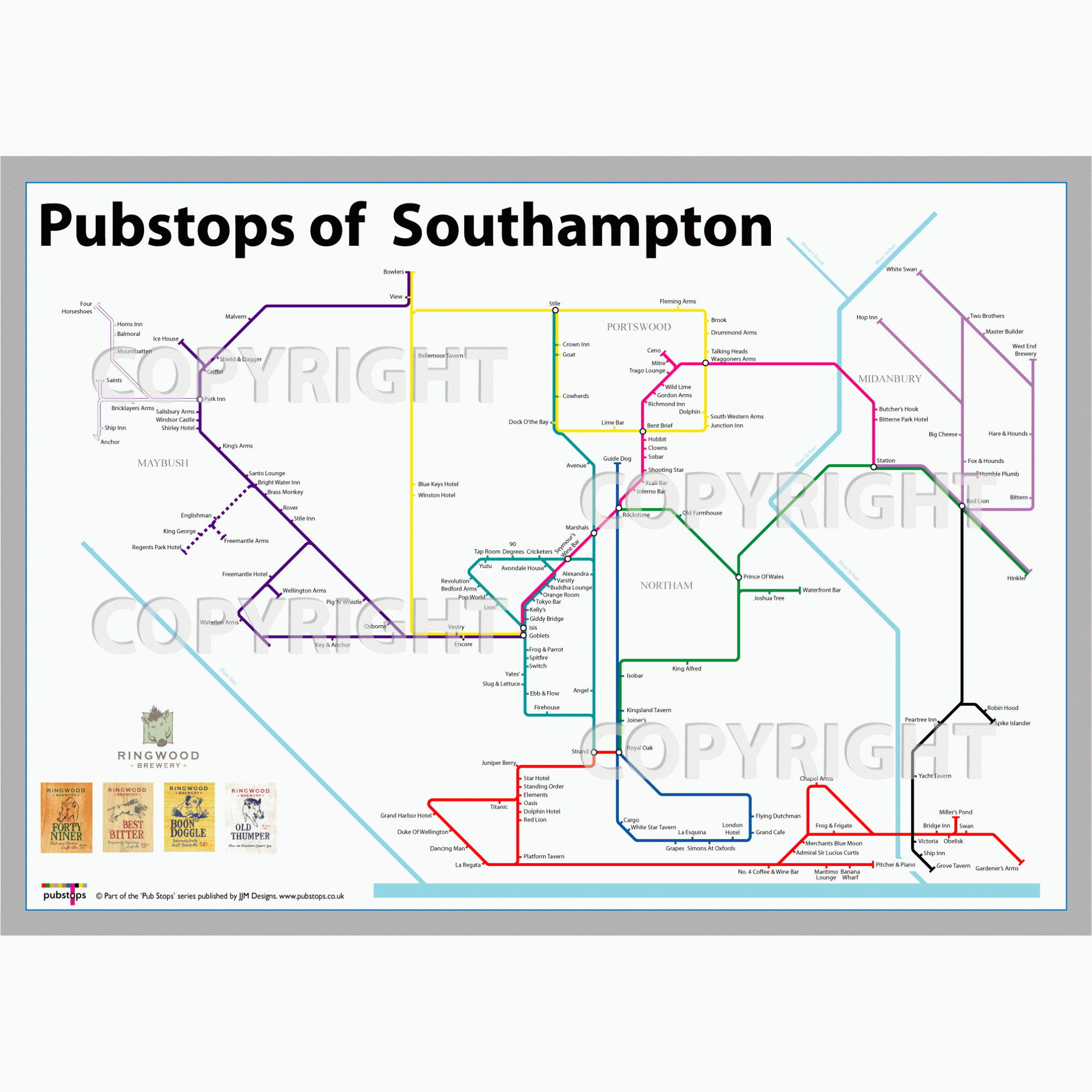 Pubstops of Southampton Poster in a Gift Box | The Original Pub Maps ...