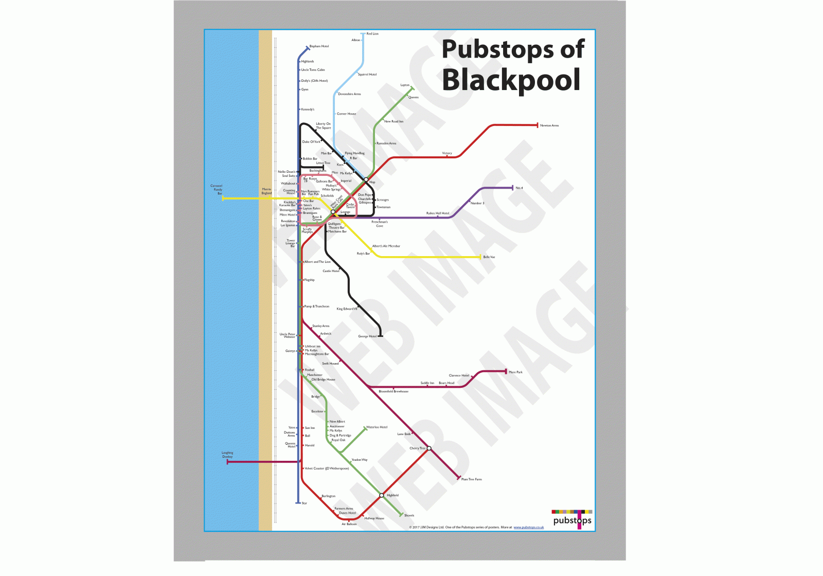 Pubstops of Blackpool Poster | The Original Pub Maps | Pubstops.co.uk
