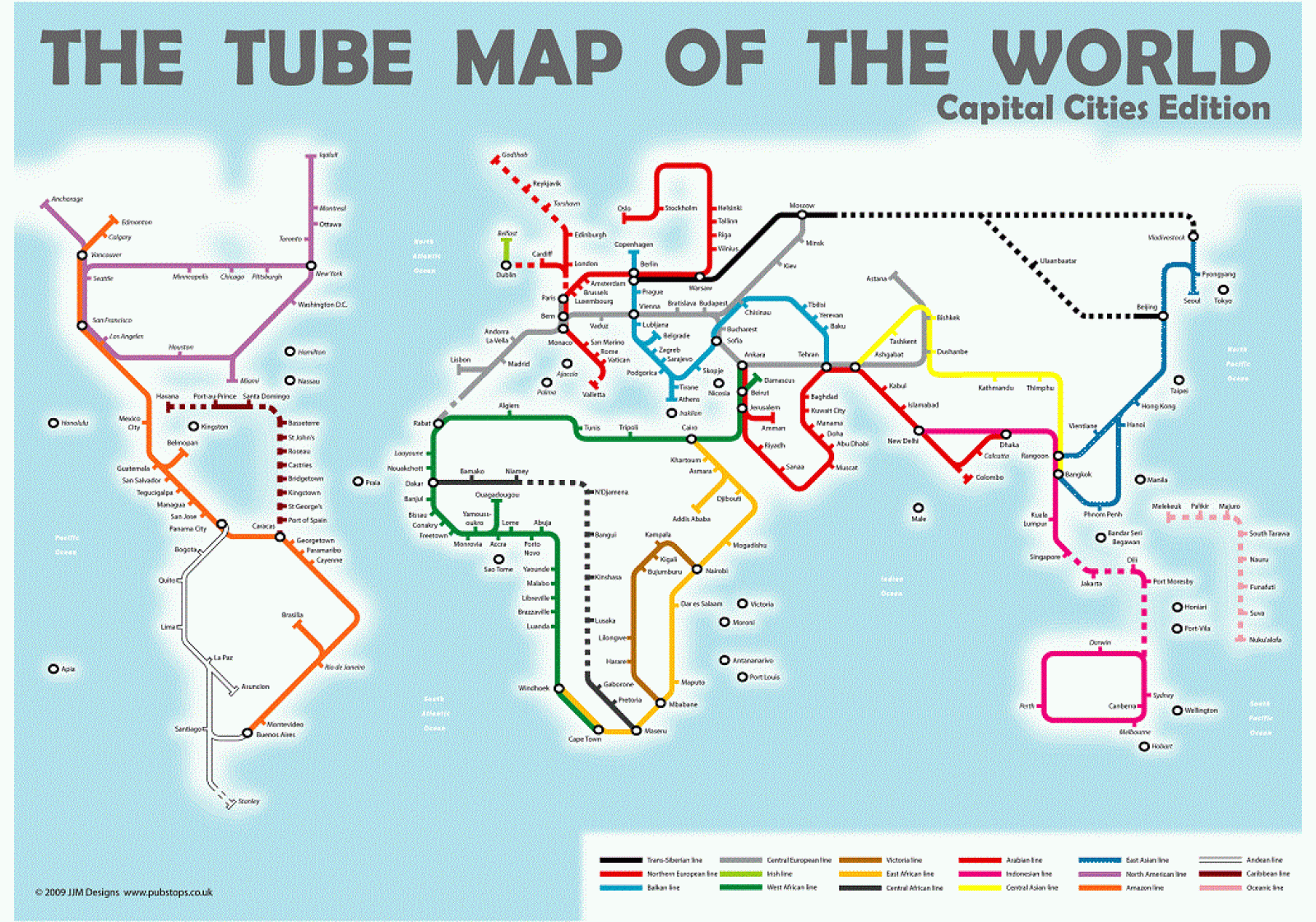 Tube Map Of The WorldCapital Cities Edition poster | The Original Pub ...